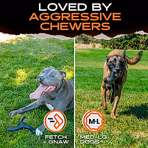 Monster K9 Ultra Durable Boomerang Dog Toy - Medium & Large Breed - for Super Aggressive Power Chewers - Tough & Strong, Extreme Heavy Duty Natural Rubber - Fetch, Tug, & Chew - 8" Dia.