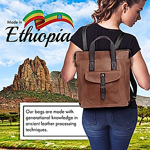 ORNA'S LEATHER ART | Mini SWAN Everyday leather backpack for Women. Practical, Stylish and Spacious Women’s Bag. Real Leather in A Chic Backpack And Contemporary Design (Brown)