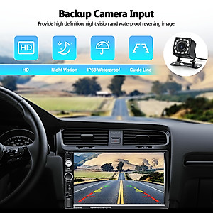 AMPrime Double Din Car Stereo Radio with Bluetooth 7” Touch Screen FM Receiver MP5 Car Player Support Mirror Link for Phone + Backup Camera/Steering Wheel Control