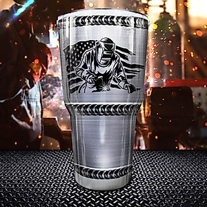 N NAMESISS-All Over Printed Welder Tumbler 30 OZ, Metal Magician Welder Symbol Tumbler, Usa Flag, Welder Tumbler All Over Printed, Gift For Father, Gift For Him, Welder Father's Day