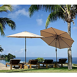 Grand patio 9 FT Enhanced Aluminum Patio Umbrella, UV Protected outdoor Umbrella with Auto Crank and Push Button Tilt, Beige