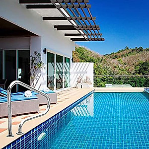 BTZHY Swimming Pool Handrails, 304 Stainless Steel Spa Handrail, Pool Rail w/Breathable Armrest Cover for Garden Backyard Pools Easy to Install (1PCS)