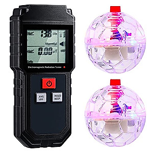 3 Pcs Ghost Hunting Equipment Kit, EMF Meter and 2 LED Light Up Motion Activated Cat Balls, Digital Electromagnetic Radiation Tester Detector Motion Activated Cat Ball Toy for Outdoor Ghost Hunting