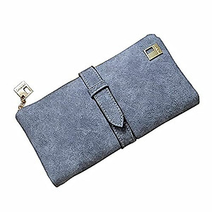 Generic Fashion Clutch Women Lady Suede Leather Long Wallet Card Holder Purse Handbag (Gray)(Clutch Fashion)