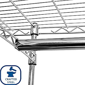 Seville Classics Expandable Double-Rod Clothes Rack Closet Organizer System, 58" to 83" W x 14" D x 72", Plated Steel, Chrome