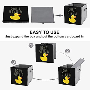 Don't Give Duck Canvas Collapsible Storage Bins Cube Organizer Baskets with Handles for Home Office Car