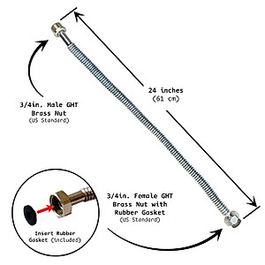 BBros Products Adjustable Flex and Hold Stainless Steel Garden Hose (2 ft), 24 Inch