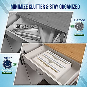 3-in-1 Acrylic Wrap Organizer, Wrap Storage Dispenser, Kitchen Storage and Organization, Drawer Organizer for Foil Plastic Wrap