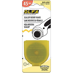 OLFA 45mm Rotary Cutter Scallop Blade, 1 Blade (SCB45-1) - Stainless Steel Circular Decorative Edge Blade for Crafts, Sewing, Quilting, Scrapbooking, Fits Most 45mm Rotary Cutters