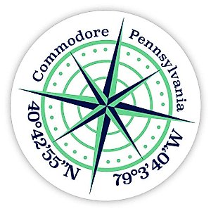 Commodore Pennsylvania 4-Inch Vinyl Decal Sticker Latitude Longitude Compass Design