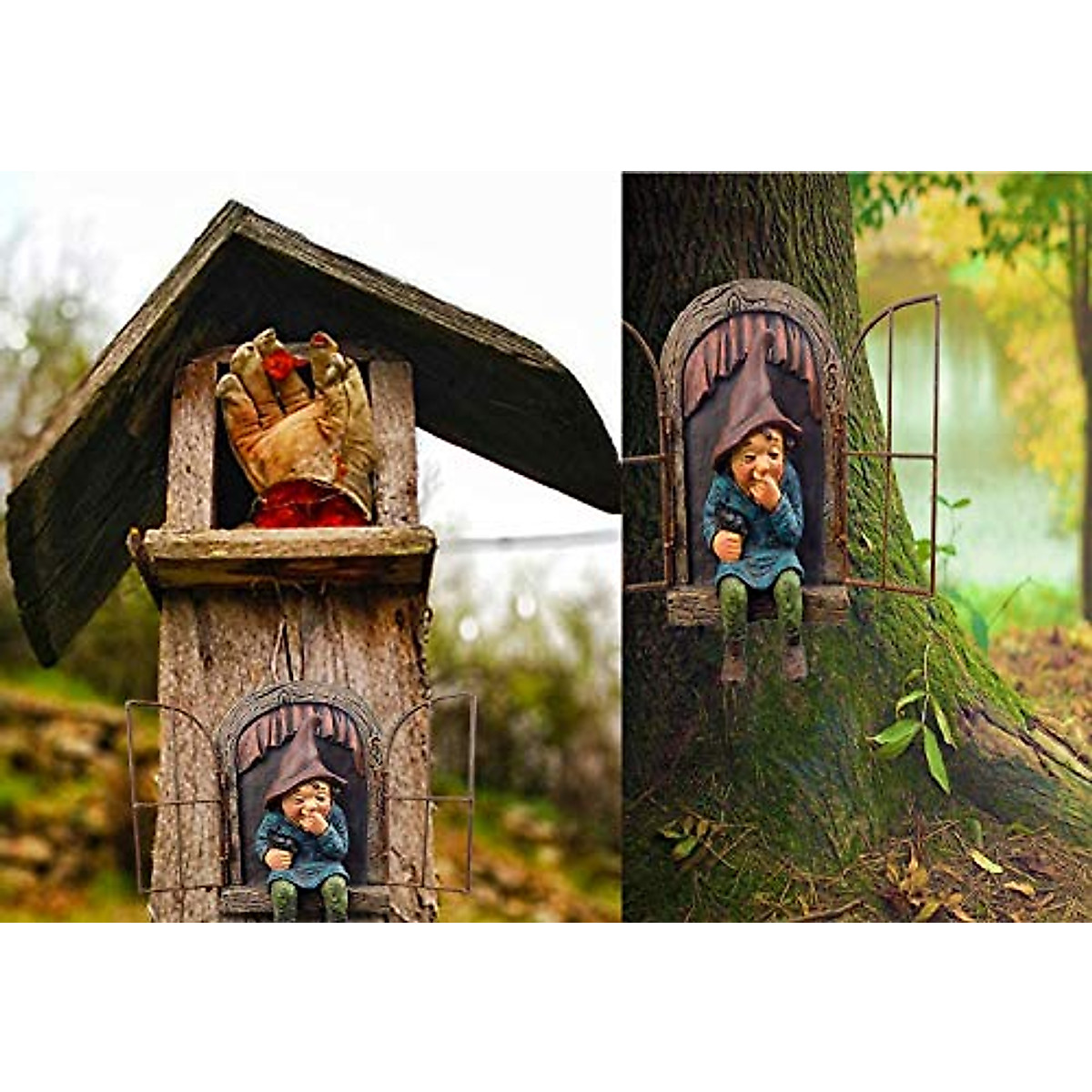 vomiceak Garden Gnome Statue, Elf Out The Door Tree Hugger -5.9 Inch, Funny Garden Tree Decoration, Patio Yard Lawn Porch Decoration