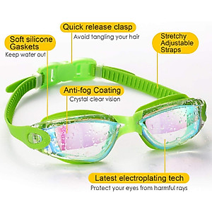 Yizerel Swim Goggles, 2 Pack Swimming Goggles for Adult Men Women Youth Kids Child
