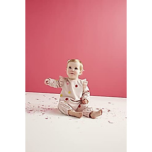 Mud Pie Baby Girl Velour Boucle Polka Dot One Piece Bodysuit, Pink, 9-12 Months