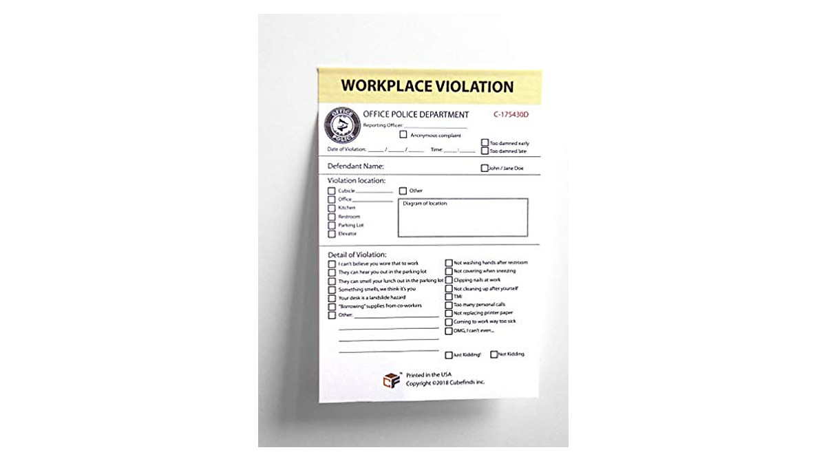 Funny Office Violation Sticky Notes 4x6-Inch - 50 Sheets