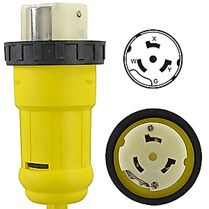 Conntek 14422 RV Pigtail Adapter Standard Plug w/Screw to 50 Amp Locking w/Threaded Ring