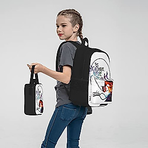 halloween nightmare 3 Piece Backpack Set Cartoon Backpack with Lunch Box Pencil Case for girls teens Women Men Durable Laptop Bag school backpack Wear Resistant christmas Hiking Camping Daypack C 99