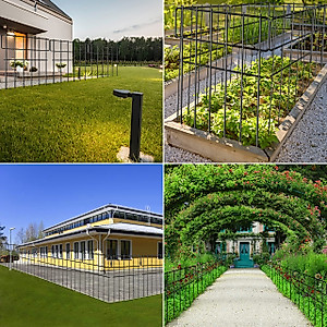 24 Pack Decorative Garden Fence Total 17in(H) x 27ft(L) No Dig Fencing, Rustproof Metal Wire Border Animal Barrier for Dogs and Rabbits, Flower Edging for Yard Landscape Patio Outdoor Decor