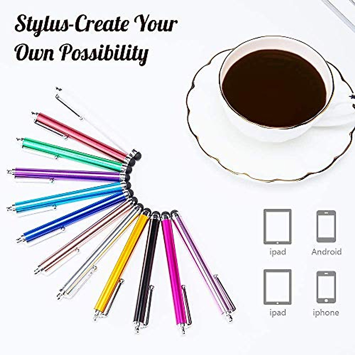 Briout Stylus Pens for Touch Screens, 36 Pack Capacitive Touch Screen Stylus for iPad, iPhone, Tablets, Samsung, Kindle Touch All Universal Touch Screen Devices (12 Multicolor)