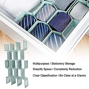 12PCS Drawer Divider, DIY Grid Drawer Dividers Storage Shelves, Grid Drawer Dividers, Flexible Sock Underwear Drawer Organizers Divider, Household Storage Organizer Partition Underwear(Light Blue)