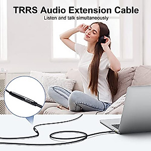 Ruaeoda Mic 3.5 Extension Cable 4 Pole 12ft, TRRS 3.5mm AUX Extension with Microphone Headphone Male to Female Stereo Audio Extension Cable Nylon Braided 3.5 Extension with Mic, Speakers