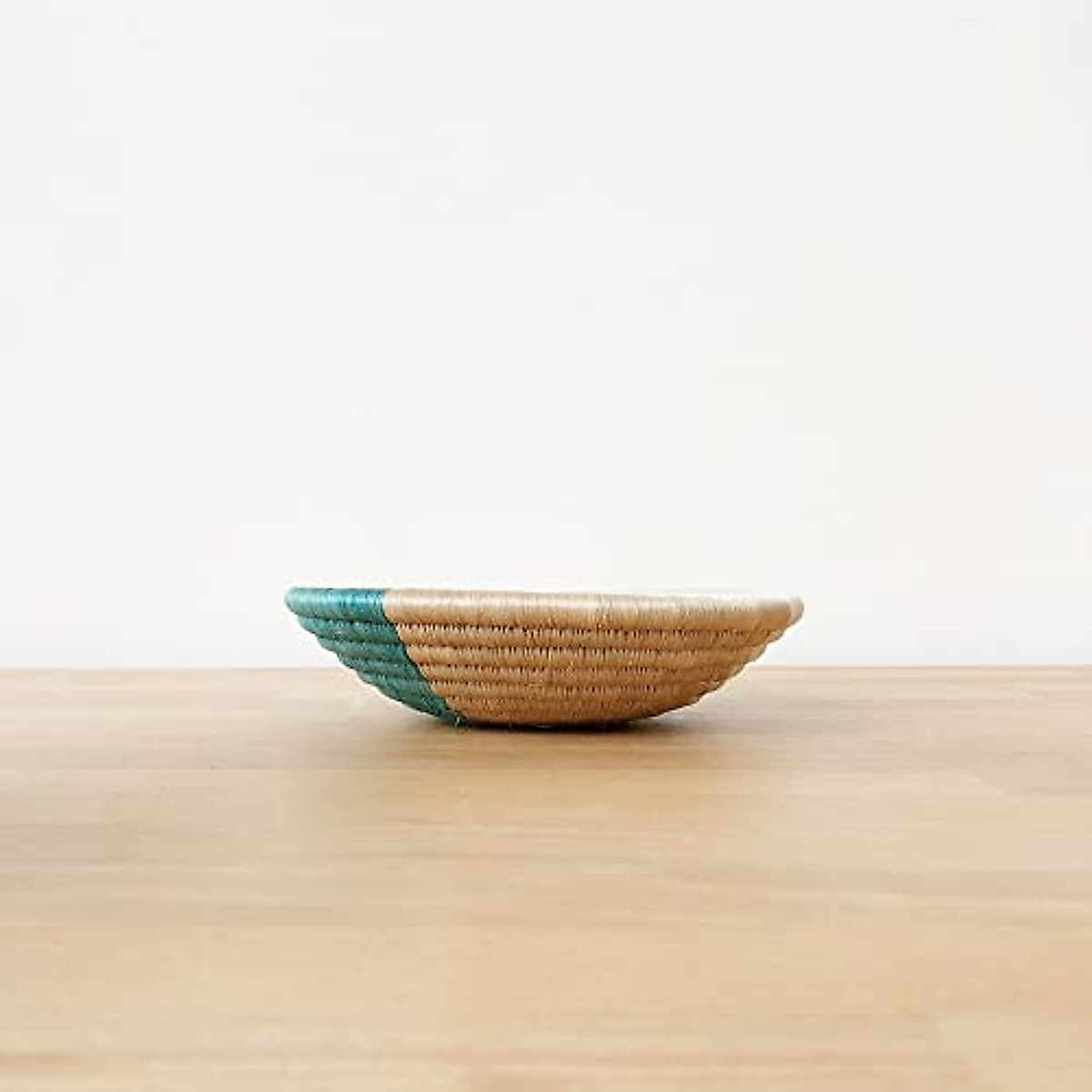 Small African Basket- Muyumbu/Rwanda Basket/Woven Bowl/Sisal & Sweetgrass Basket/Blue, Teal, Tan, White