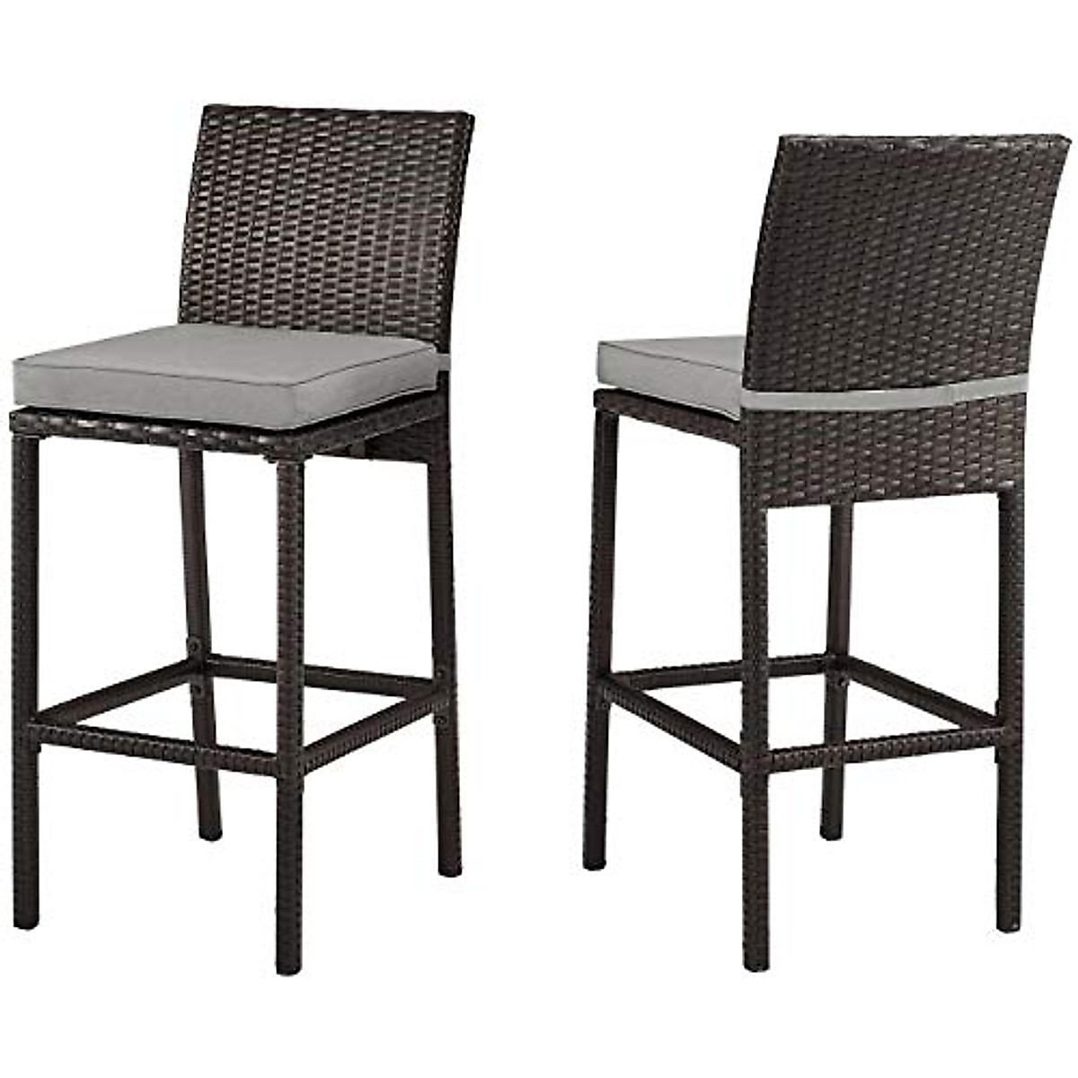 Crosley Furniture KO70143BR-GY Palm Harbor Deluxe Wicker Bar Stool with Cusion, Brown, Set of 2