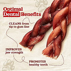 Natural Farm Odor-Free Braided Bully Sticks (6 Inch, 5 Pack) - 100% Grass-Fed Beef, Grain-Free, Low Fat & Fully Digestible Best Dental Treats - Safest Long Lasting Pizzle Chews to Keep Your Dog Busy