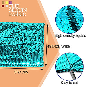 VACVELT Flip Sequin Fabric by The Yard, Half Yard Reversible Sequin Fabric, Turquoise + Purple Glitter Fabric Sparkly Mermaid Sequin Fabric for Graffiti, Bridal Dress, Wedding Decorations, Sewing