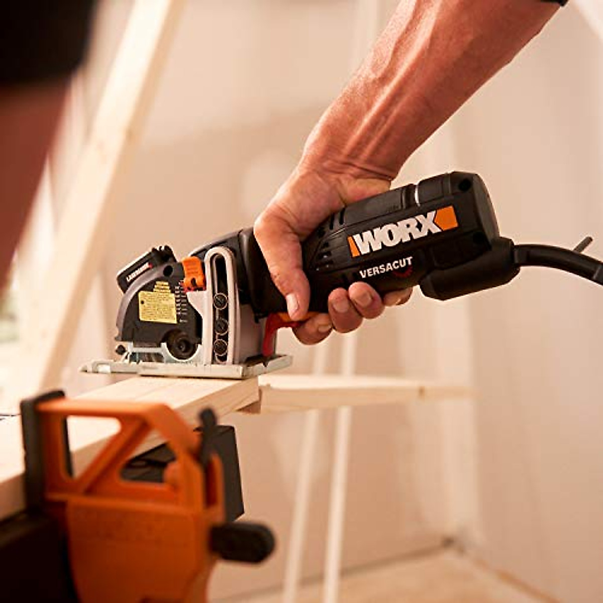 Worx WX420L 3 Amp Versacut 3-3/8" Electric Compact Circular Saw with Laser Guide Technology