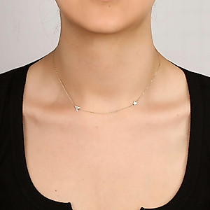 Dainty Initial Letter 14k Solid Gold or Silver Necklace, Minimal Letter Necklace, Gold Multiple 1 2 3 4 Letters Necklace, Bridesmaid Gift, Choker Personalized Sideways Necklace, Jewee Diamond