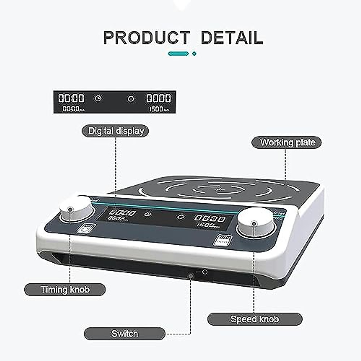 XENITE Large-Capacity Magnetic Stirrer, Button Knob Control, 10L/15L/20L/50L Forward and Reverse Stirring, 24-Hour Timing, Brushless Motor,15L