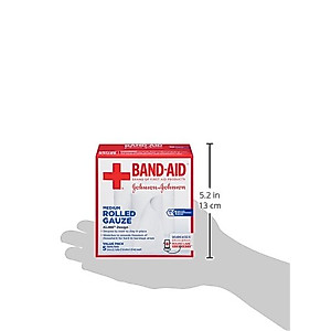 Band-Aid Brand of First Aid Products Flexible Rolled Gauze Dressing for Minor Wound Care, Soft Padding and Instant Absorption, 3 Inches by 2.1 Yards, Value Pack 5 ct