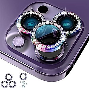 Freefa for iPhone 14 Pro/iPhone 14 Pro Max Camera Lens Protector, Bling Diamond Case for iPhone 14 Pro Camera Lens Protector, for iPhone 14 Pro Lens Protector, HD-High Definition Glass, Case Friendly