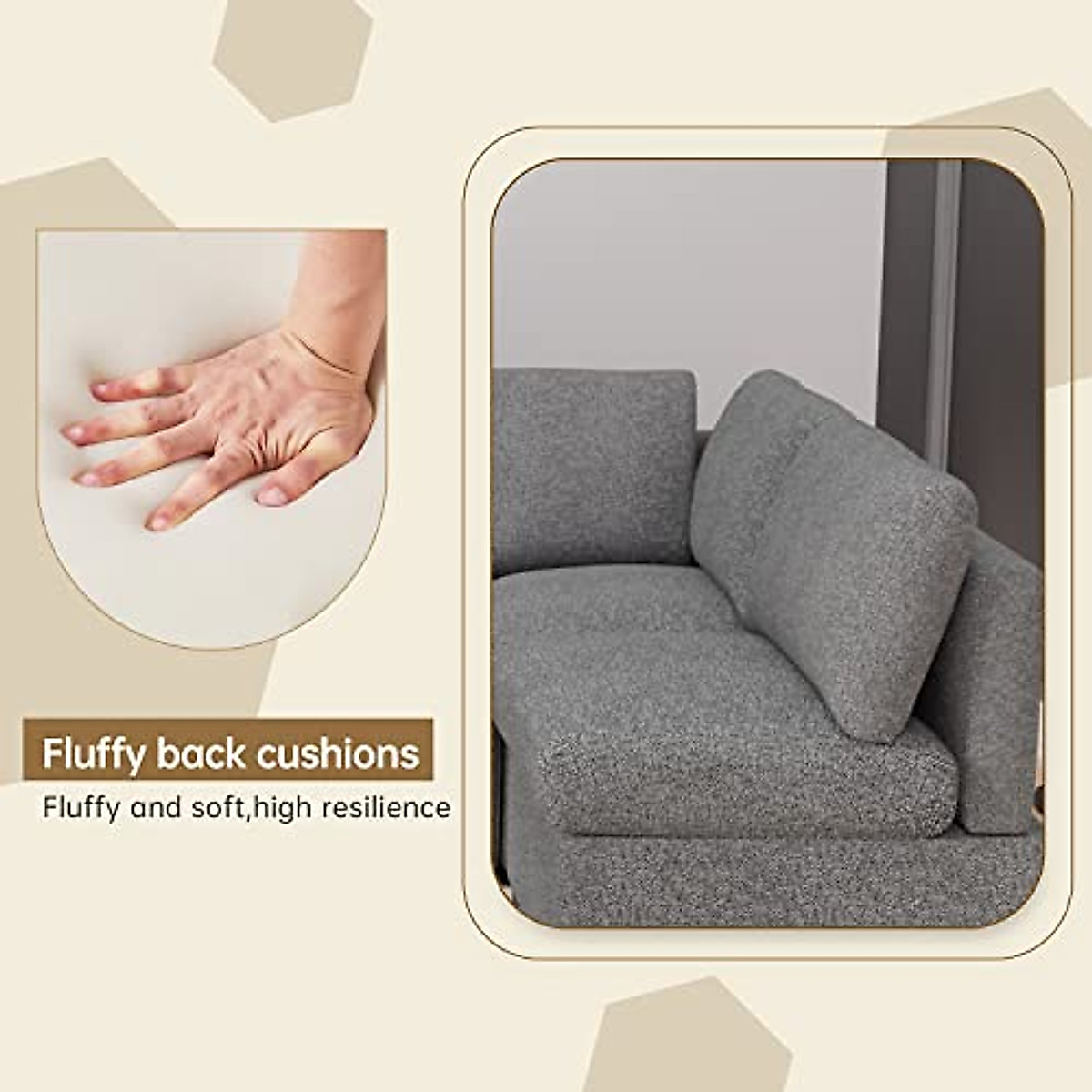 FDW Modular Sectional Sofa Couch,L Shaped Sofa Couch Convertible Sofa 4-Seat Sofa with Ottoman for Living Room Bedroom Office,Gray