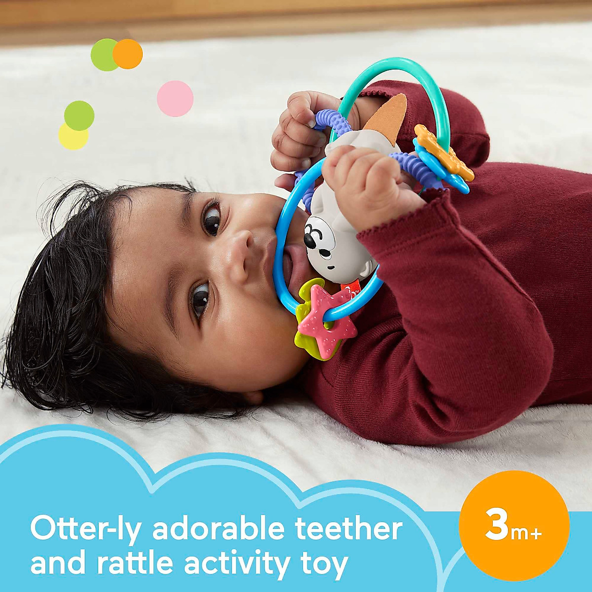 Fisher Price Baby Toys Twist & Teethe Otter 2-In-1 Rattle and Bpa-Free Teether with Textured Rings for Infant Fine Motor Play
