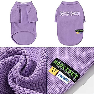 Pet Dog Clothes Puppy Sweater Purple Soft T-Shirt Spring and Autumn Sweatshirts Cat Lapel Collar Pullover (L,Purple)
