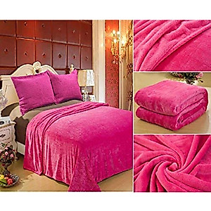 Home Must Haves Solid Hot Pink Affordable Fleece Super Soft Warm Cozy Plush Premium Sofa Couch Picnic Bed Queen Size 80" x 80"