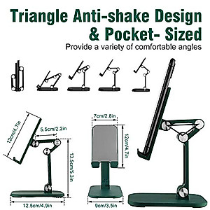 Cell Phone Stand Angle Height Adjustable Cell Phone Holder Desktop Phone Stander Cradle Dock Universal Compatible with All Mobile 4"-12.9" Phone /iPad/Kindle/Tablet Switch (Green)