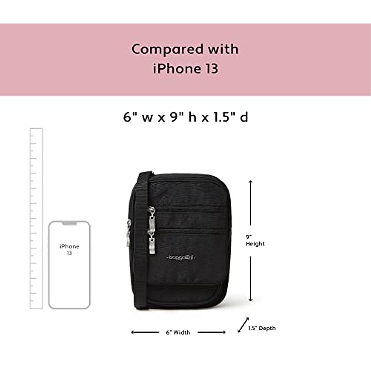 Baggallini womens Rfid Journey Crossbody cross body handbags, Black/Sand, One Size US