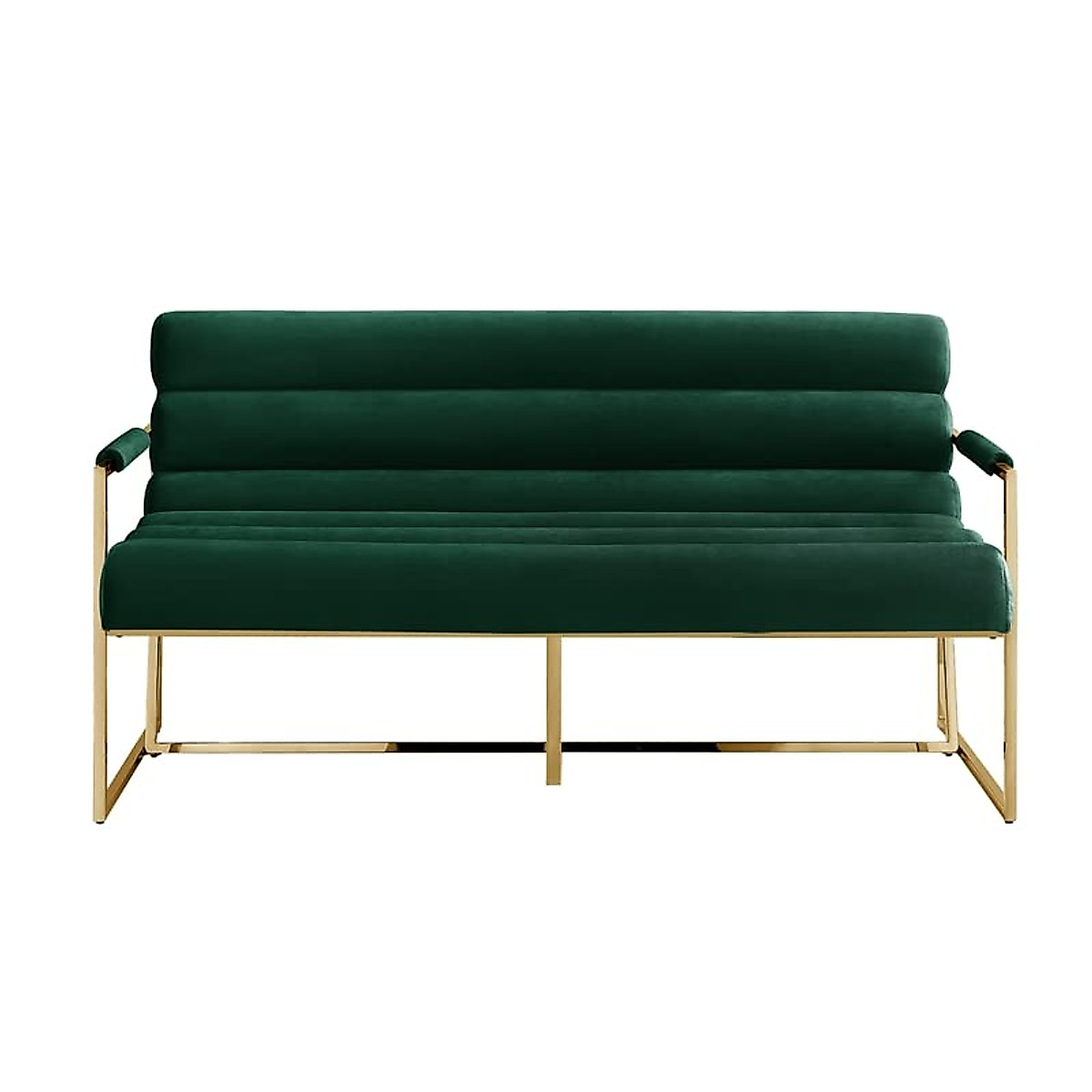 Posh Living Makynlee Velvet Settee Loveseat Hunter Green/Gold