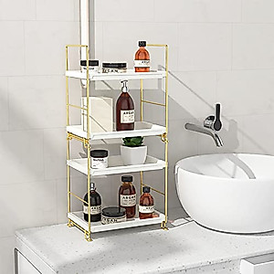 FSyueyun 2-Tier Makeup Shelf Organizer, Kitchen Spice Rack or Bathroom Countertop Organizer Vanity Bedroom Storage Tray (Gold)