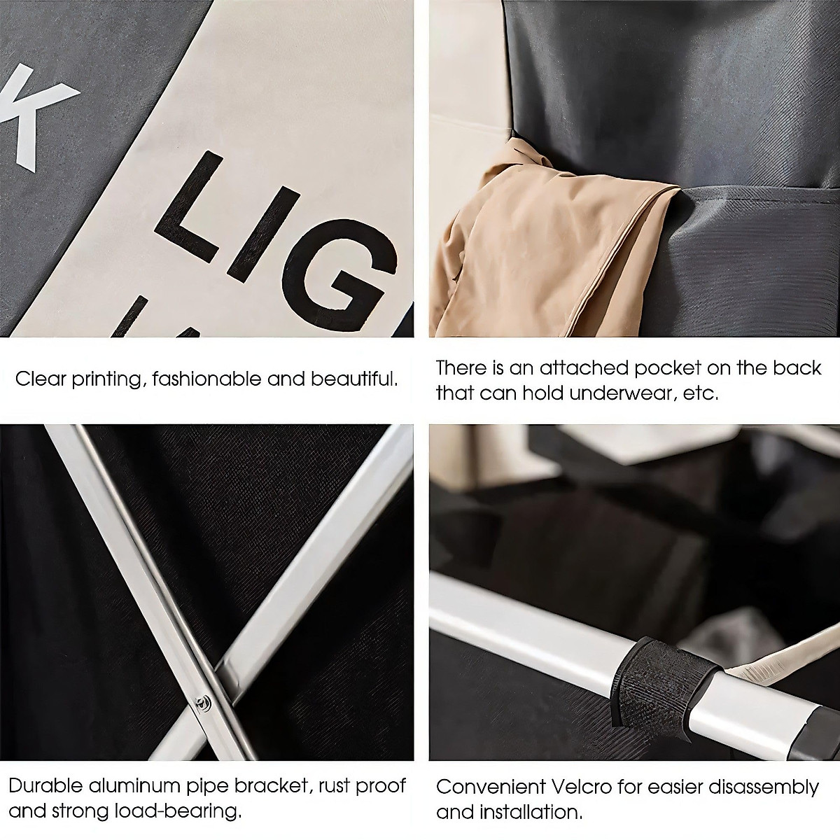 Timoau Laundry Basket - Waterproof Clothes Hamper with 3 Sections, Foldable Laundry Sorter Basket Bin w/Aluminum Frame, Laundry Hamper Ideal for Bathroom, Bedroom, Dorm