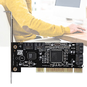 ASHATA PCI 16X to 4-Port SATA Riser Card,5Gbps Sil3114 Master SATA PCI 4 Port Expansion Card,PCI SATA Controller Expansion Card for 98SE/ME/NT4.0/2000/XP/7/Vista and Linux.