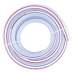 DERPIPE Soft Braided PVC Tubing - 3/4" ID x 1" OD High Pressure Clear Flexible PVC Tube Reinforced Vinyl Hose for Water, Oil with 2pcs Hose Clamps (10Ft)