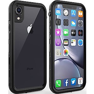 LOVE BEIDI iPhone XR Waterproof case Life Snowproof Dirtproof Shockproof Cover … (Black/Clear)