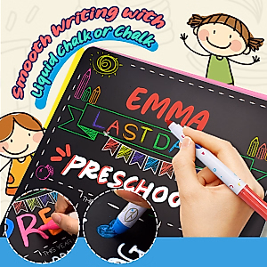 Personalized First Day and Last Day of School Sign 13" x 16" Large Chalkboard Style Photo Prop Back to School Supplies - 2 Pcs