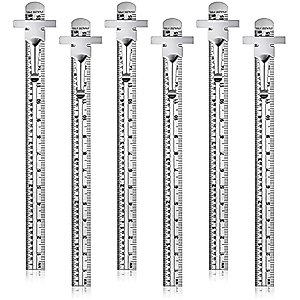 6 Inch 15 cm Pocket Ruler Flexible Precision Stainless Steel Ruler with Detachable Clips Stainless Steel Pocket Clip Scale Gauge Ruler Metric British System (6 Pieces)