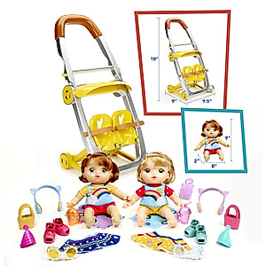 Baby Alive Littles, Shop ‘N Stroll Twins, Blonde Hair Doll, Red Hair Doll, Stroller, 18 Accessories, Toy for Kids 3 Years Old & Up (Amazon Exclusive)