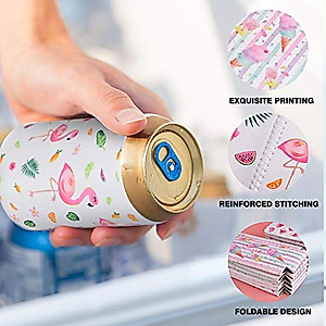 Can Cooler Sleeves - Set of 4 Neoprene Can Sleeves Soda Beer Caddies Collapsible Reusable Thermocoolers for Weddings Bridal Shower Birthday Bachelorette Parties