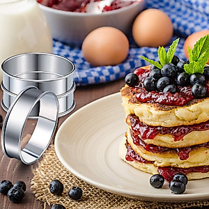 12 Pieces 3.15 Inch English Muffin Ring Double Rolled Tart Rings Stainless Steel Round Muffin Rings Metal Crumpet Rings Molds for Making Crumpet, Tart, Muffin